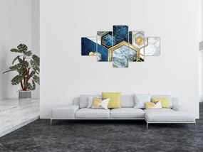 Obraz - Mramorové hexagony (125x70 cm)