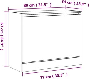 vidaXL Botník 80 x 34 x 63 cm kompozitní dřevo [839959] Barva: hnědý dub