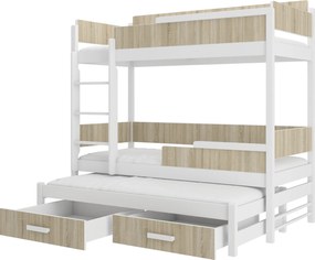 ADRK Furniture Patrová třílůžková postel s matracemi QUEEN 180x80