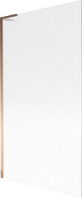Mexen Next L, 1-křídlová vanová zástěna 100 x 150 cm, 6mm sklo s žebrovým vzorem, růžové zlato profil, 895-100-000-03-09-60