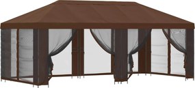 Zahradní altán se stěnami 6 x 3 m Hnědá Polyester a ocel 3376030