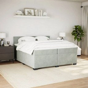 Box spring postel s matrací světle šedá 200x200 cm samet 3288696