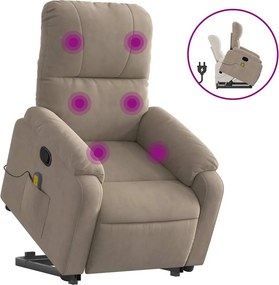 Zvedací masážní polohovací křeslo taupe tkanina z mikrovlákna 3204936