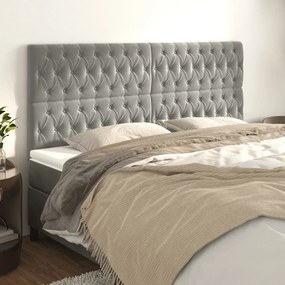 Čelo postele světle šedé 200 x 7 x 118/128 cm sametové 3116734
