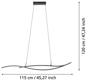 Eglo 901207 - LED Lustr na lanku GRISOLIA LED/20W/230V 4000K černá