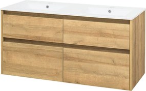 Mereo Mereo, Opto, koupelnová skříňka s keramickým umyvadlem 121 cm, bílá, dub, bílá/dub, černá, CN923
