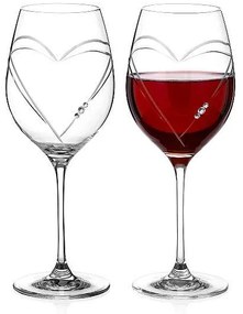 Diamante Swarovski Sklenice na víno Hearts 470 ml, 2 ks