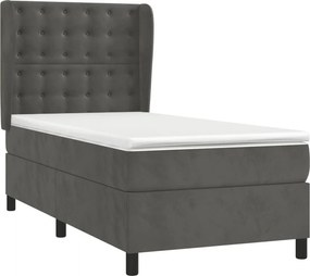 vidaXL Box spring postel s matrací 90x200 cm samet [3129430] Barva: Růžová