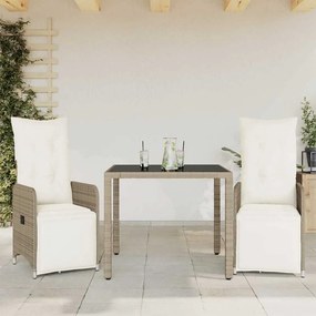3dílný zahradní bistro set s poduškami hnědý polyratan 3277209