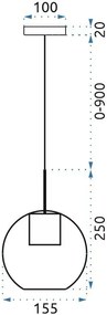 Toolight - skleněná stropní svítilna E27 60W APP686-1CP, zlatá, OSW-00097