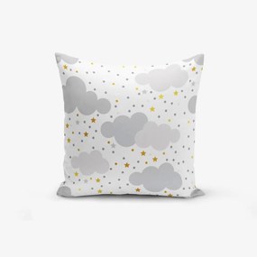 Povlak na polštář s příměsí bavlny Minimalist Cushion Covers Grey Clouds With Points Stars, 45 x 45 cm