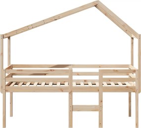 Patrová postel se střechou 90 x 200 cm masivní borové dřevo 3282052
