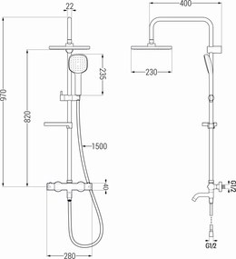 Mexen KX33 sprchový set s termostatickou vanovou baterií Kai, chromová, 779003391-00
