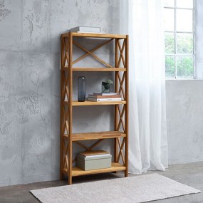 Regál z dubového dřeva v přírodní barvě 70x161 cm X-Shelf – Unique Furniture