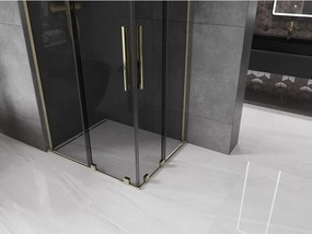 Mexen Velar L Duo, sprchový kout s posuvnými dveřmi 100 x 90 cm, 8mm šedé sklo, zlatá lesklá, 871-100-090-02-43-50