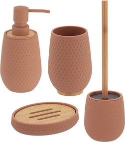 Sada koupelnových doplňků Tova, cappuccino/s dřevěnými prvky