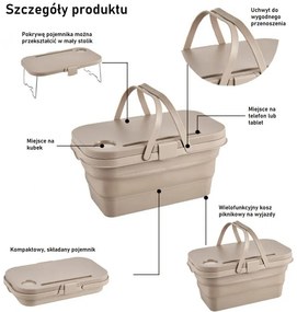 Flamenco Mystique Univerzální 3v1 skládací piknikový koš a stolek s kontejnerem KP03SZ
