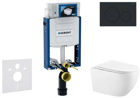 Geberit Kombifix - Set předstěnové instalace, klozetu Gaia a sedátka softclose, tlačítko Sigma20, matná černá/černá SANI15CA5118