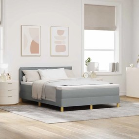 Postel s boxspringem s čelo Světle šedá 140 x 200 cm textil 3338846