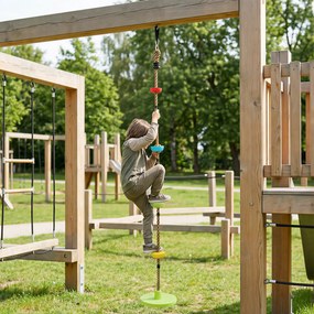 AIYAPLAY Ninja Line dětská slackline sada s houpačkou a stupínky — venkovní herní sada pro děti 3–8 let, zelená