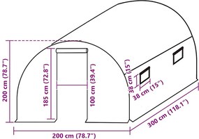 Náhradní plachta na skleník (6 m²) 200 x 300 x 200 cm zelená 316442