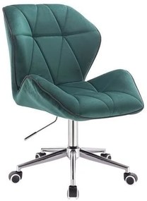 LuxuryForm DESIGN Otočná židle MILANO MAX VELUR na stříbrné podstavě s kolečky - zelená