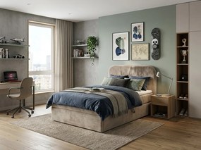 Čalouněná postel boxspring FORENA 90x200 cm béžová Matrace: Matrace Bonell pružinová