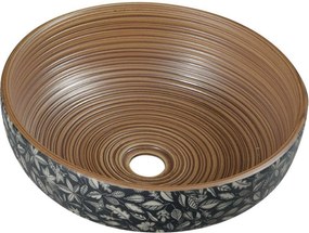 Sapho Priori - Umyvadlová mísa, průměr 41 cm, bez přepadu, hnědá/ modrý vzor PI023