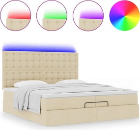 Osmanský rám postele s matrací krémová 200x200cm textil 3314202