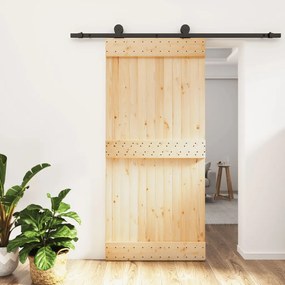 Posuvné Dveře S Kováním 95 X 210 Cm Masivní Borové Dřevo