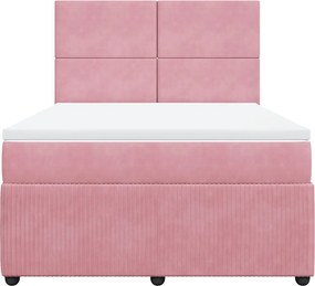 Box spring postel s matrací růžová 140x200 cm samet 3294657