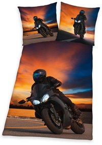 Herding Bavlněné povlečení 140x200 Moto oranžová modrá povlak na polštář 70x90 H23