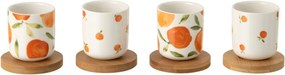 Sada 4 keramických kalíšků s podtácky Casa Naranja - Ø 6*6,5 cm / 100 ml