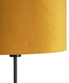 Stojací lampa černá se sametovým odstínem okrová žlutá se zlatem 35 cm - Parte