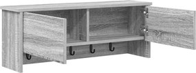 věšák, nástěnný, s dvířky, háčky, kompozitní dřevo, 30x80x20 cm, šedá sonoma, Dekorino TK20260024