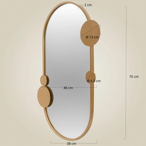 Nástěnné zrcadlo SAANA s geometrickými ozdobami, 76 x 50 cm
