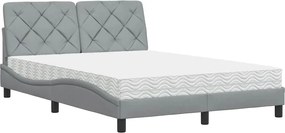 Postel s matrací světle šedá 140 x 190 cm textil 3310734