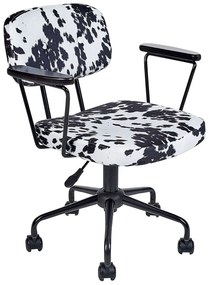 Sametová kancelářská židle vzor hovězí kůže černá/ bílá ALGERITA Beliani