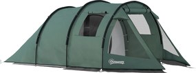 Tunelový stan Outsunny pro 4 osoby, kempinkový stan s UV ochranou a okny, rodinný stan s přenosnou taškou 2000 mm vodního sloupce pro treking a outdo…
