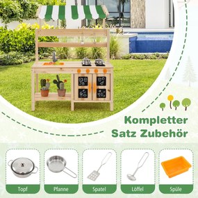 Costway Bahenní kuchyňka dětská venkovní dětská kuchyňka jedlové dřevo