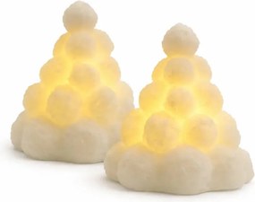 LED svíčky z pravého vosku na baterie, sněhové koule, ø 8 × 10 cm, bílá, sada 2 ks, CR2032