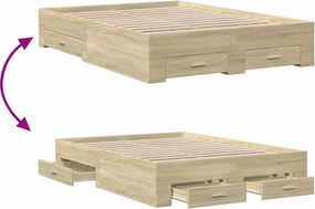 Rám postele se zásuvkami dub sonoma 135x190 cm kompozitní dřevo 3280407