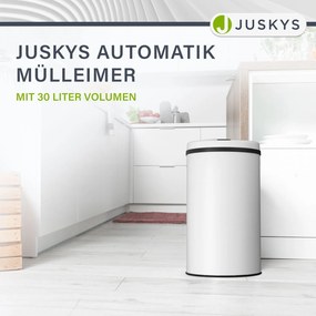 Juskys Kulatý bezdotykový odpadkový koš Barva: stříbrná, Velikost: 50 L