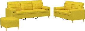 3dílná sedací souprava s polštáři světle žlutá textil 3201335