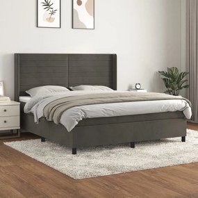 Box spring postel s matrací tmavě šedá 180x200 cm samet 3132754