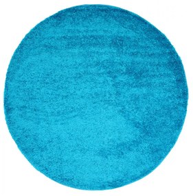 Kusový koberec shaggy kruh Parba tyrkysový 100x100cm
