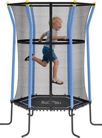 Dětská trampolína HOMCOM Ø163,5 cm, vnitřní trampolína se síťovým krytem a bungee lanem, pro děti do 50 kg, pro děti 3-10 let, modrá | Aosom