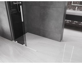 Mexen Velar L, posuvná sprchová zástěna Walk-in 110 x 200 cm, 8mm šedé sklo, bílá matná, 871-110-003-43-20