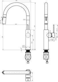 Sapho Flawo dřezová baterie stojánková s výsuvnou sprškou bez výpusti zlatá matná FR576GB