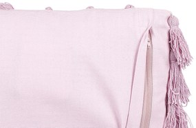 Bavlněný polštář se střapci 45 x 45 cm růžový LYNCHIS Beliani